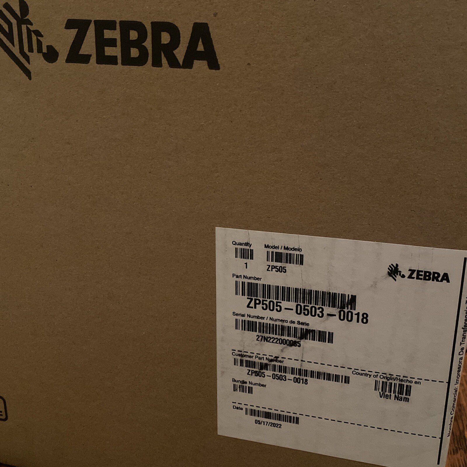 Zebra ZP505-0503-0018 Thermal Label Printer for sale online | eBay