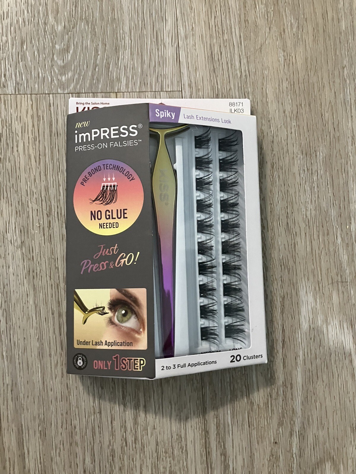 KISS Press-On Falsies Eyelash Clusters Kit, Spiky, Black, Fuss Free ...