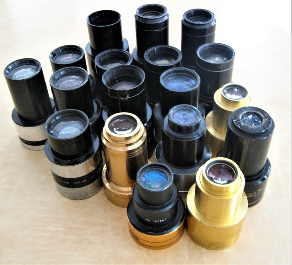VARIOUS MAKES AND SIZE 35MM PROFESSIONAL THEATRE PROJECTION LENSES ...