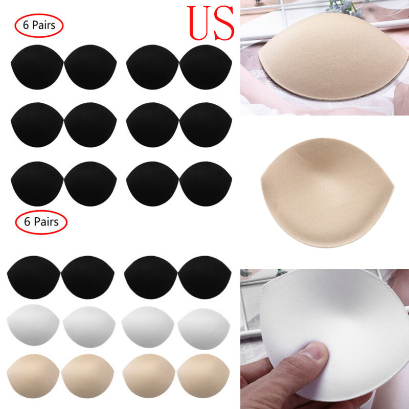 6Pairs Women Sponge Bra Cup Pad Boob Foam Insert for Sports Bra Bikini ...