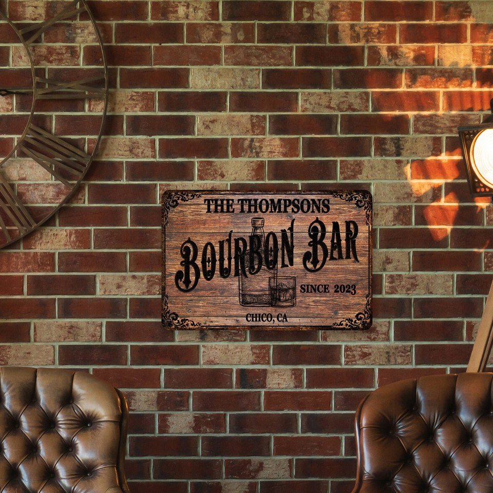 Custom Bourbon Bar Sign Rustic Bourbon Bar Decor Man Cave Wall Art ...
