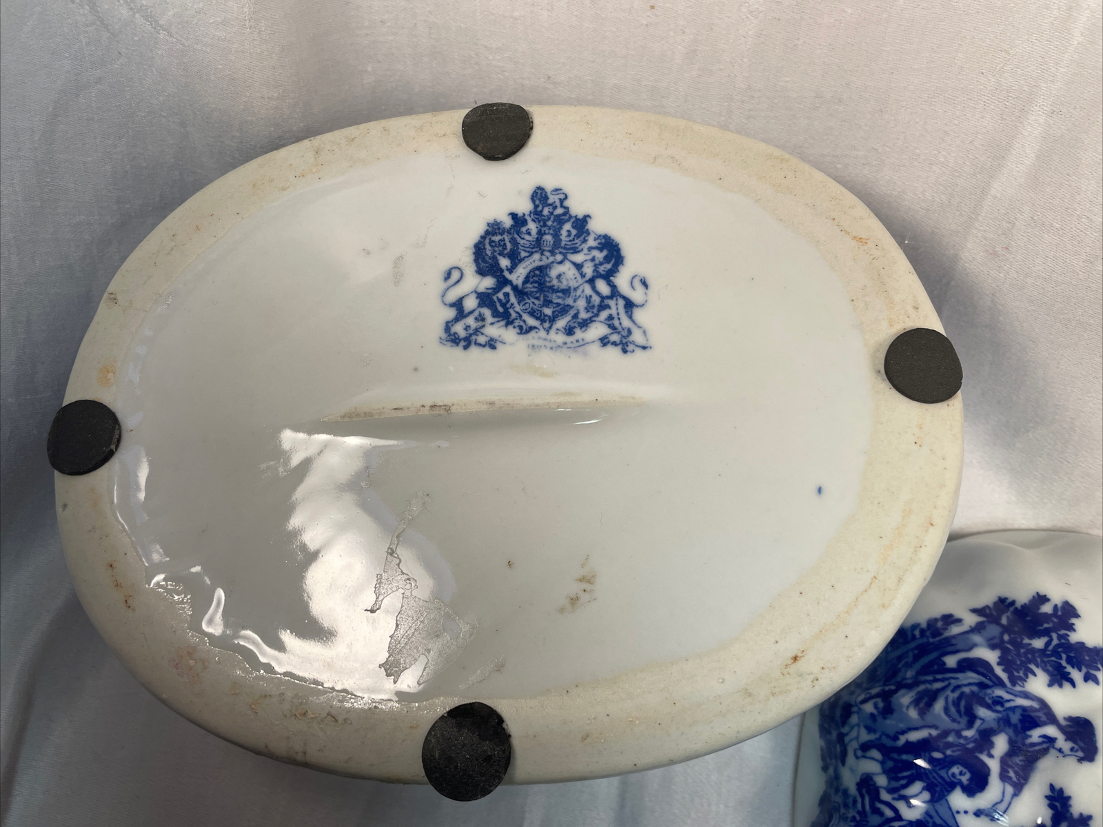 Antique Victoria Ware Ironstone Flow Blue Transferware Covered Dish | eBay