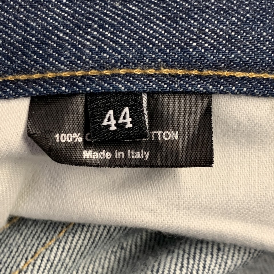 GUCCI Misura 28 Blu Cuciture a Contrasto Cotone Dritto Bottoni Fly ...