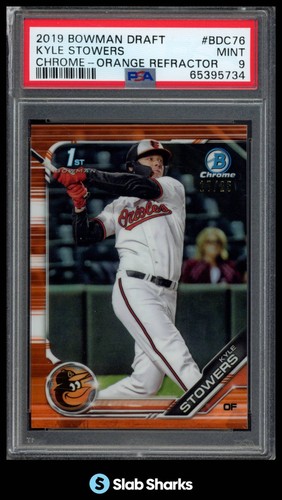 2019 BOWMAN DRAFT #BDC-76 KYLE STOWERS CHROME ORANGE REFRACTOR 1ST /25 PSA 9 | eBay