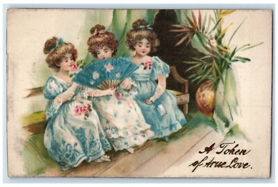 1907 Little Girls Floral Dress Fan A Token Of True Love Silk Nash ...