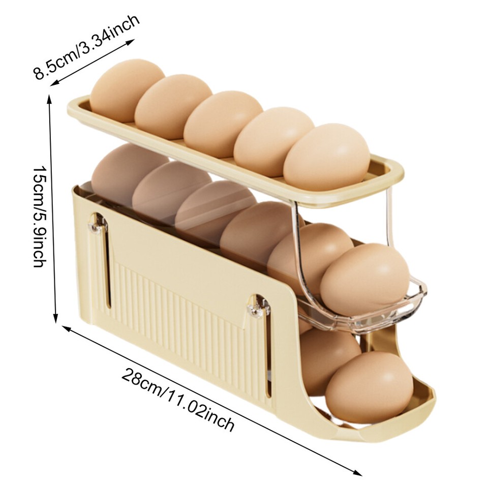 Kitchen Roll Off Egg Storage Rack Holds 17 Eggs Rolling Eggs Dispenser ...