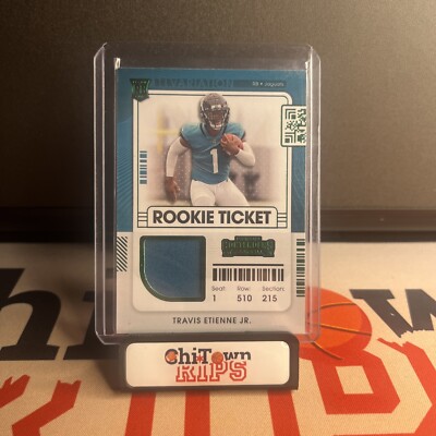 Travis Etienne Jr 2021 Contenders Rookie Ticket Patch Green Variation # ...