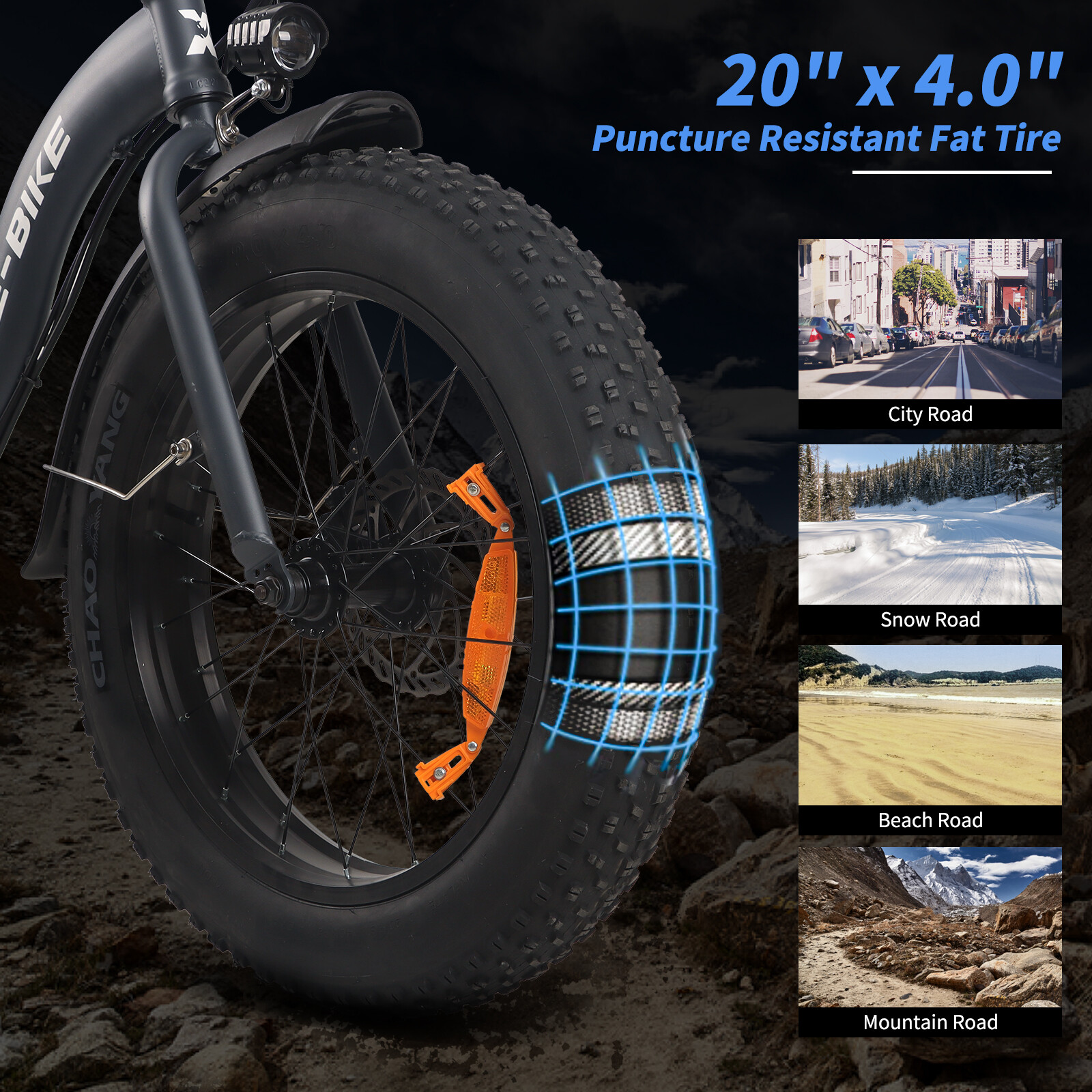 e bike For Adults 20" 750W Electric Folding E Bike Fat Tire City ...