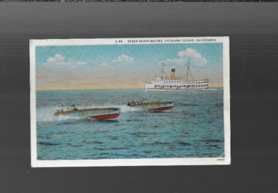 VINTAGE POSTCARD clr SPEED BOATS RACING CATALINA ISLANDS CALIFORNIA ...