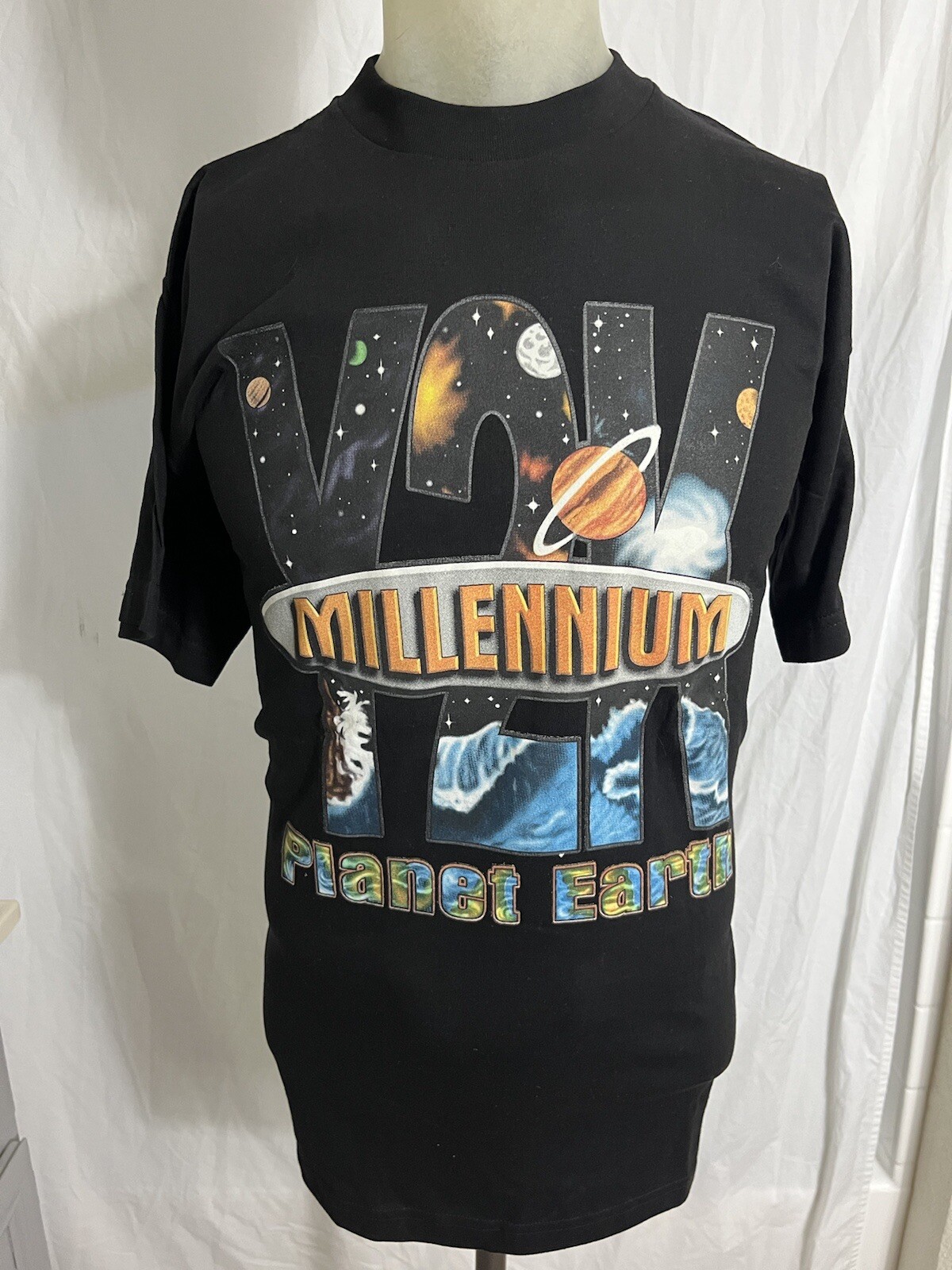 Vintage 1998 Y2K "Y2K Millennium Planet Earth" Black … - Gem