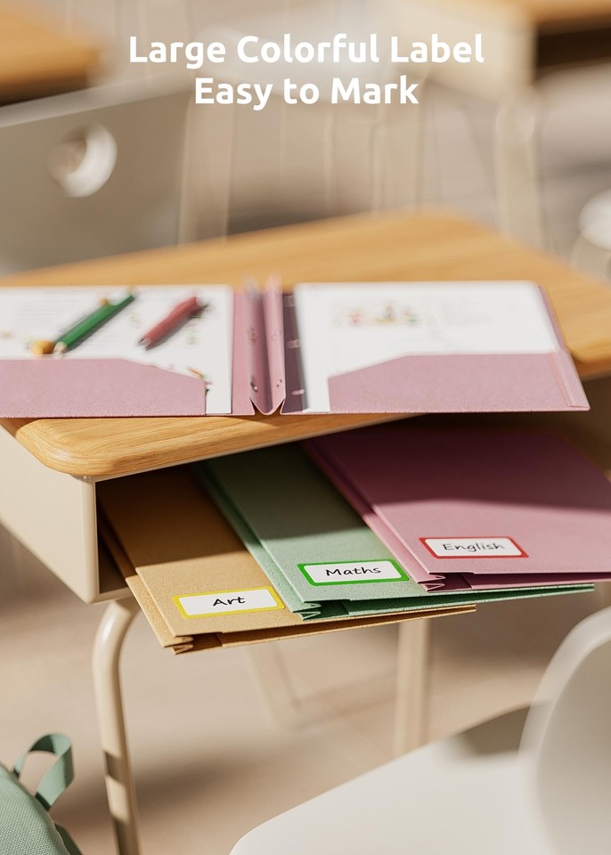 Wheat Straw Folders with Pockets and Prong, 2 Pocket Folders, 3 Color ...