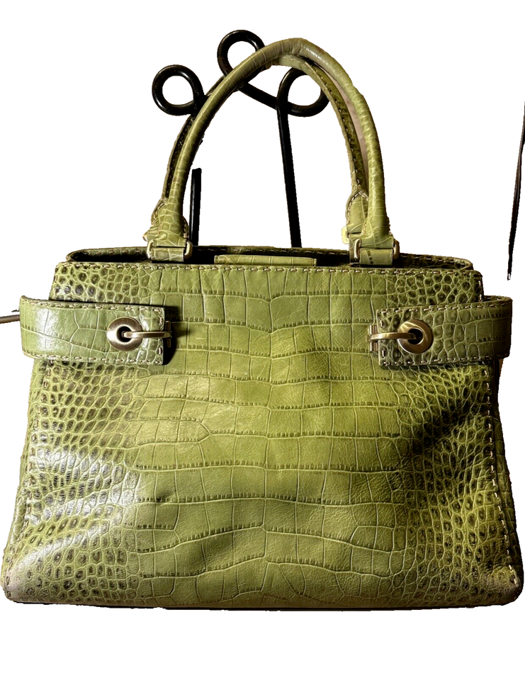 Ann Taylor Bag Green Leather Croco Embossed Leather Purse | eBay