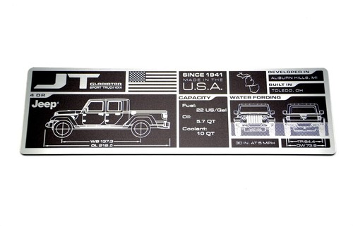 Jeep Gladiator (JT) Data Plate | eBay