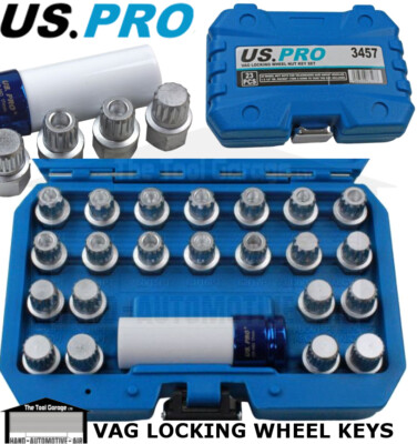 US PRO Tools 23pc VAG Locking Wheel Nut Key Set, VW AUDI SKODA etc NEW ...