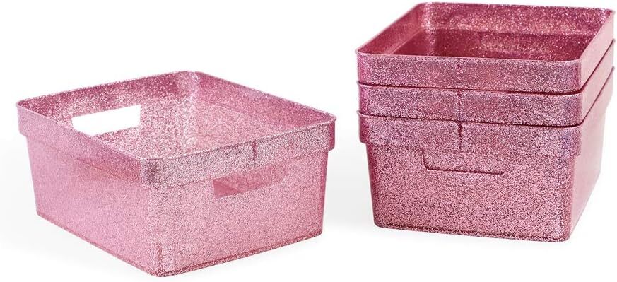 Isaac Jacobs Small Glitter Storage Bin (10” x 7.5” x 4.25”) Set Small ...