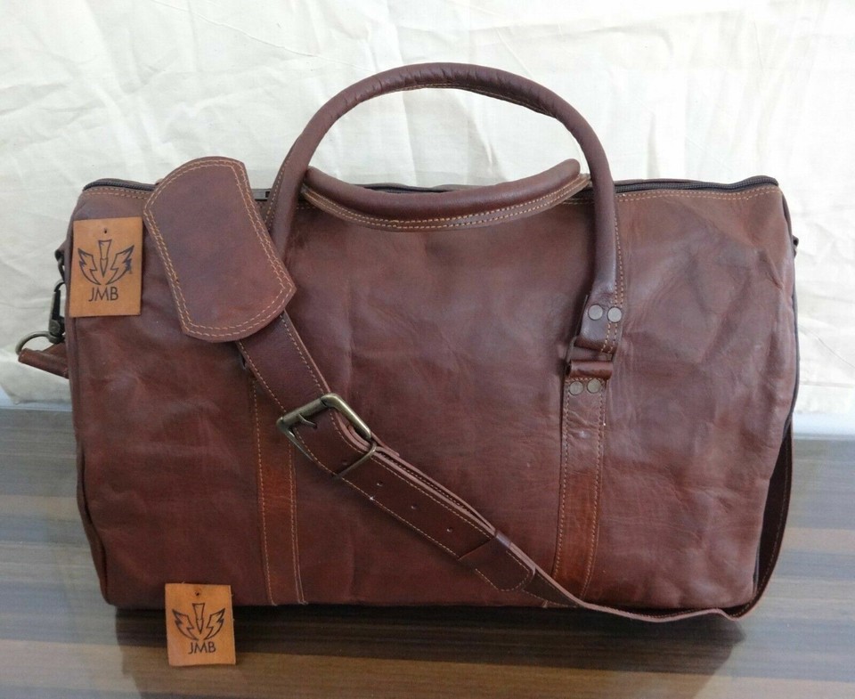 Leather Genuine Triangle Duffel Travel Gym Vintage Weekend Luggage ...