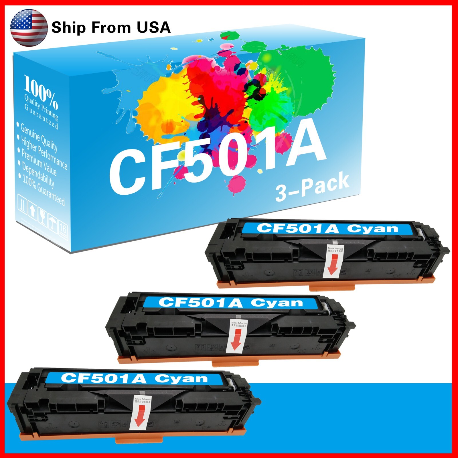 3-Pack 202A Toner Cartridge CF501A for M351 M375nw M451nw Printer | eBay