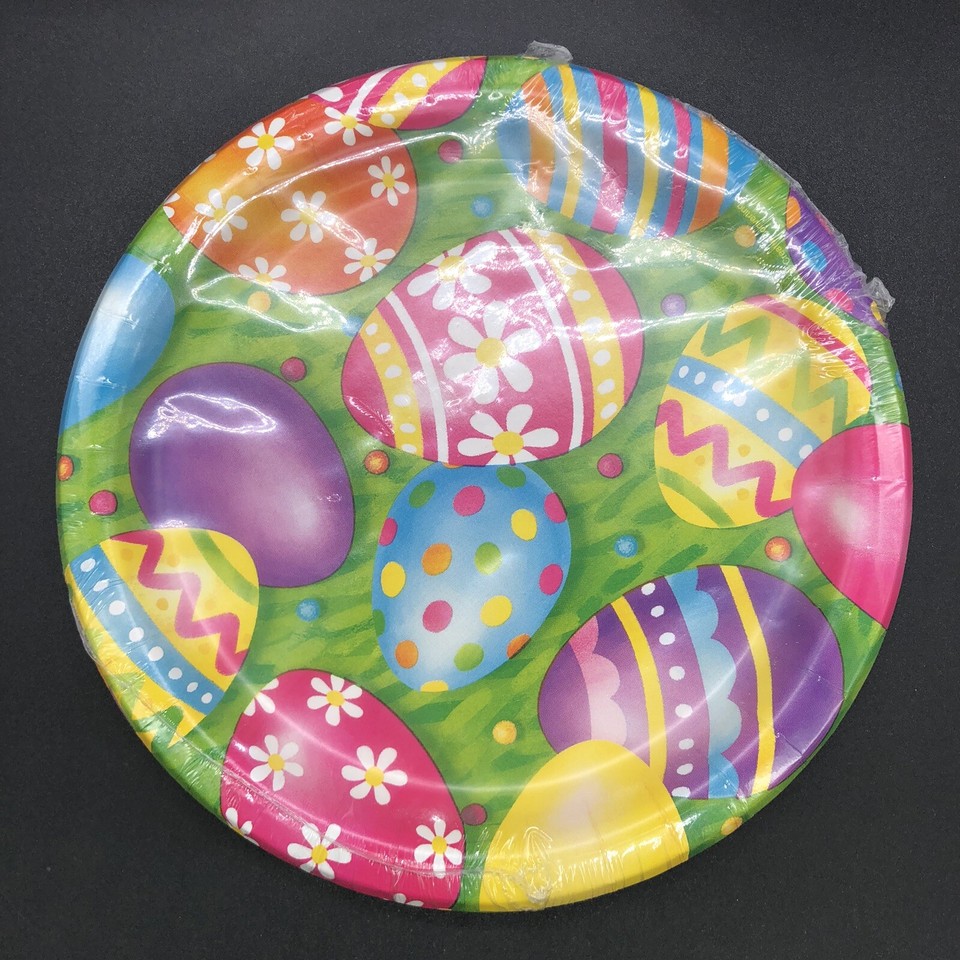 Easter Brunch Lunch Vibrant Eggs Paper 16 Dinner Plates & 32 Matching ...