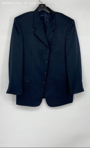 Vanetti Womens Navy Blue Long Sleeve Single-Breasted Suit Jacket Size ...