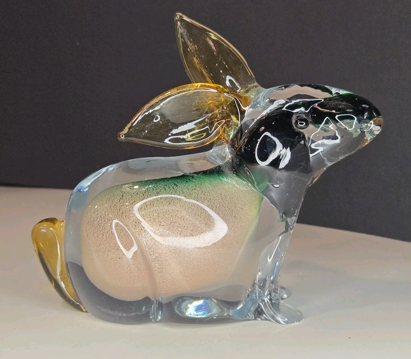 Murano Multi Color Sommerso Handblown Glass Rabbit 6-1/2"L Figurine ...