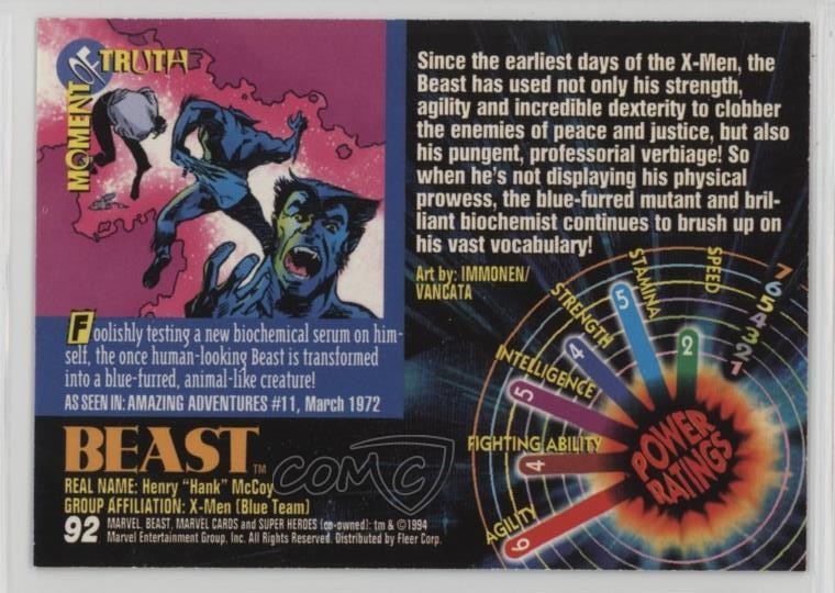 1994 Fleer Marvel Universe Series V Super Heroes Beast #92 1i1p | eBay