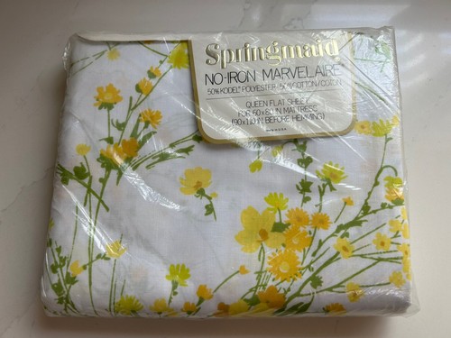 VINTAGE SPRINGMAID QUEEN FLAT SHEET NO IRON MARVELAIRE "WINDRIFT"NEW | eBay
