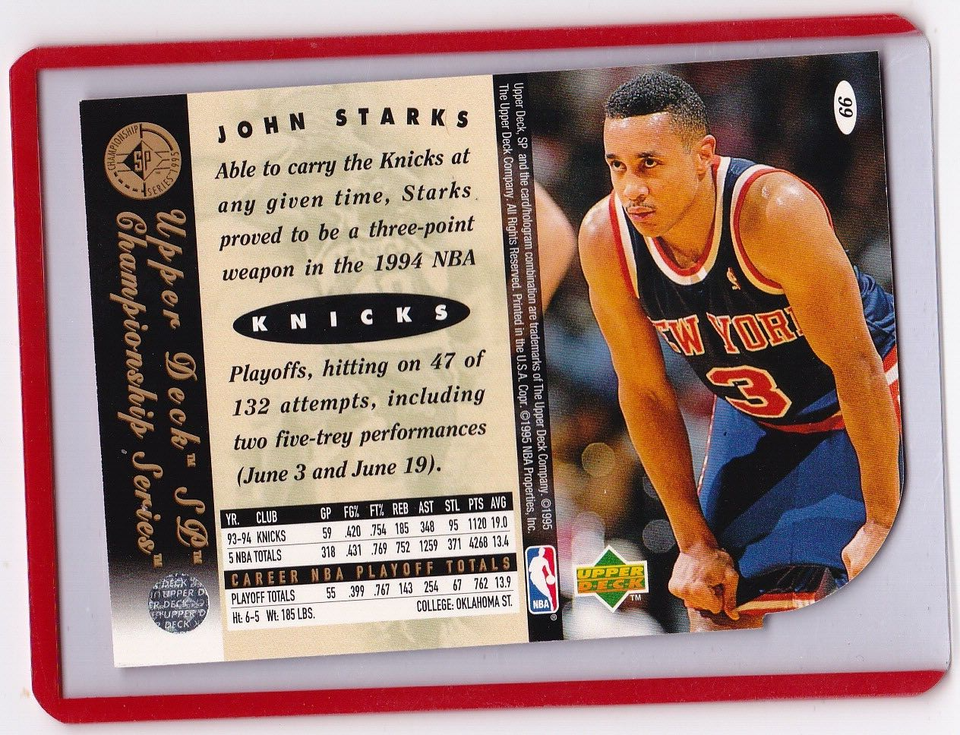 1995-96 Upper Deck SP Championship Series John Starks #99 Die Cut Card ...