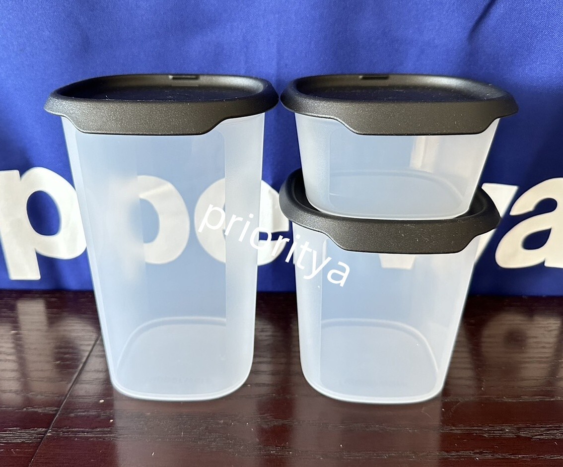 Tupperware One Touch Fresh Small Square 1.5/3.4/5.2c Container Set 3 ...