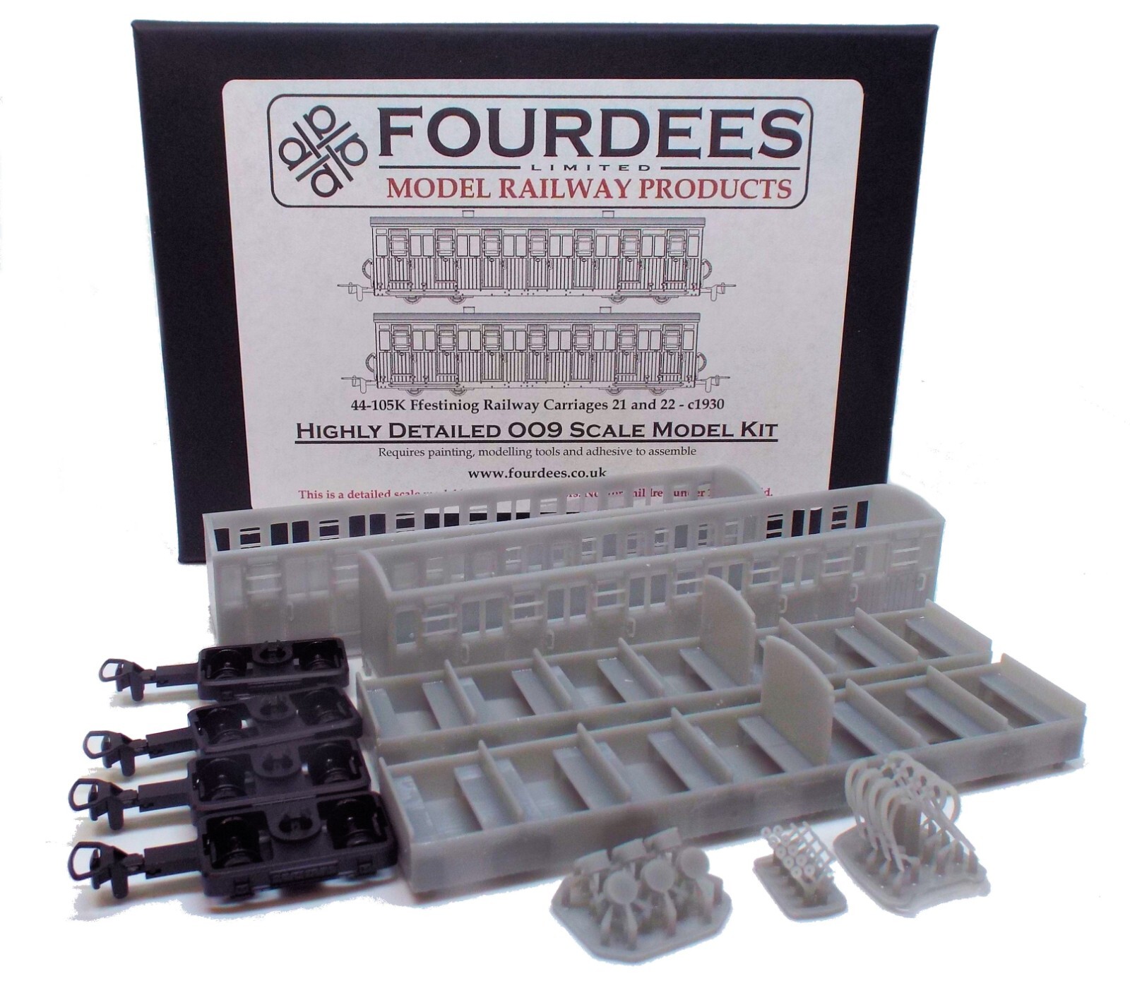 Fourdees Ltd Ffestiniog Railway Carriages 21 and 22 009 / OO9 Scale Kit ...