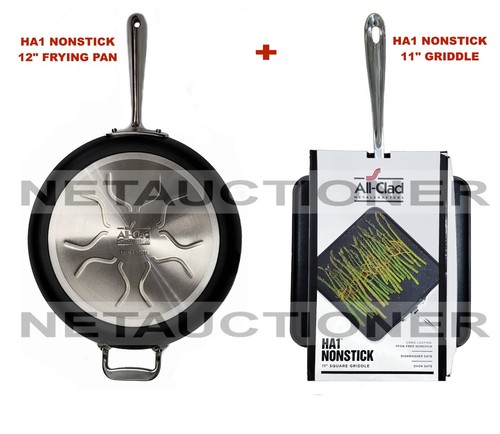 New ALL-CLAD HA1 Hard Anodized Nonstick 12" Fry Pan & 11" Griddle Set ...