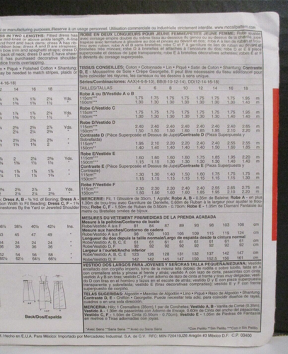 McCall's Pattern 4440 Misses Fitted Dress Two Lengths Size AAX (4-6-8 ...