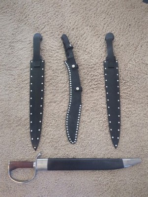 Windlass Kindjals, Kukri, and D-Guard short swords with leather sheaths ...