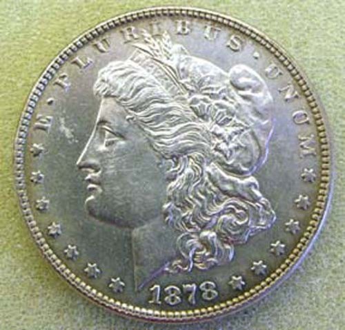 1878 P SILVER DOLLAR, 7/8 TAIL FEATHERS STRONG, LONG NOCK , NICE EF/AU ...