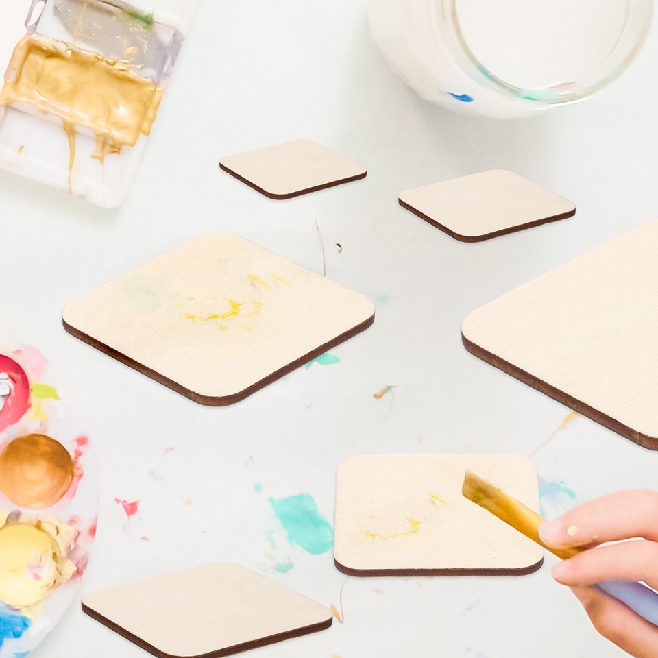 30mm Wood Pieces, 80 Pack Unfinished Square Wood Shapes Wooden Cutouts ...