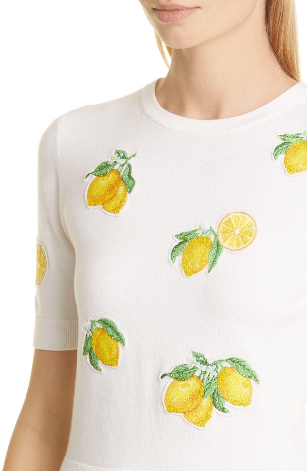 Alice + Olivia Ciara Lemon embroidered top Sweater Size XS NWT | eBay