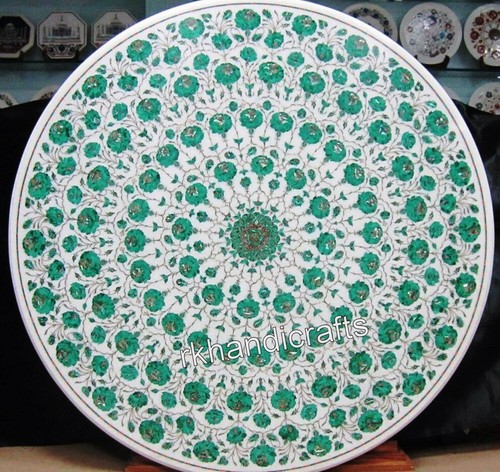 Malachite Stone Inlay Work Dining Table Top Marble Hotel Table with ...