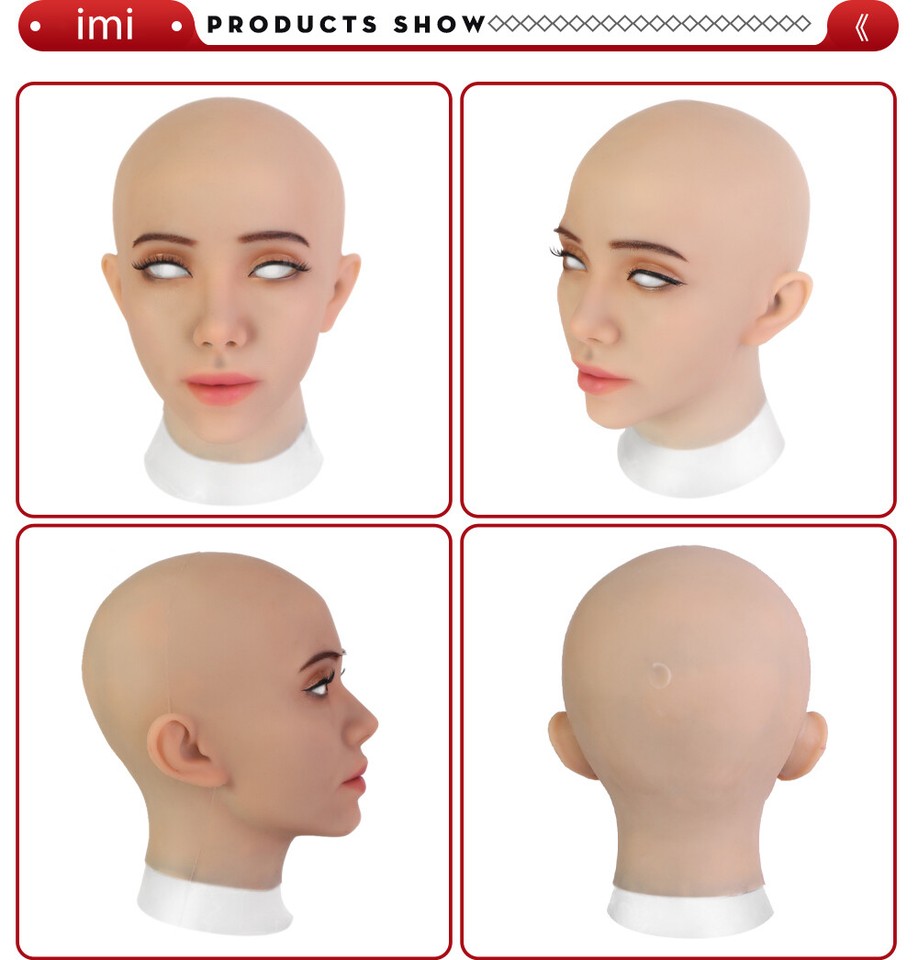 Realistic Silicone Female Mask Headwear Face Masks for Crossdresser ...