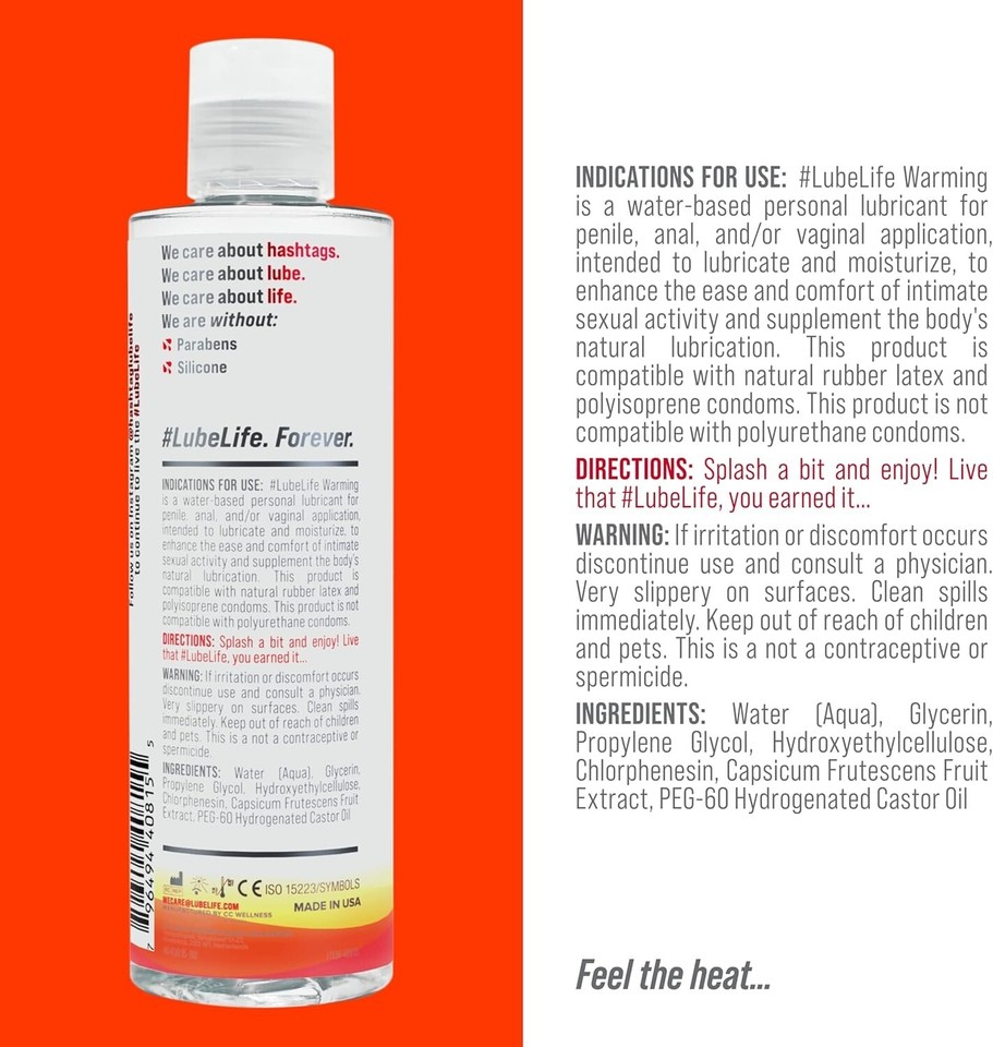 Lube Life Water-Based Warming Lubricant, Warm Invigorating Heating ...