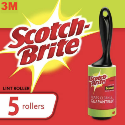 3M Scotch Brite Lint Roller Pet Dog Cat Hair & Fluff Remover 5 Rolls ...