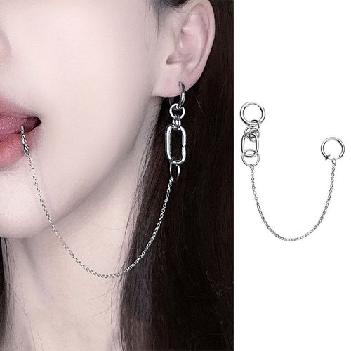 Long Chains Lip Ring Non-Piercings Ear Clip Cool Earring Women | eBay