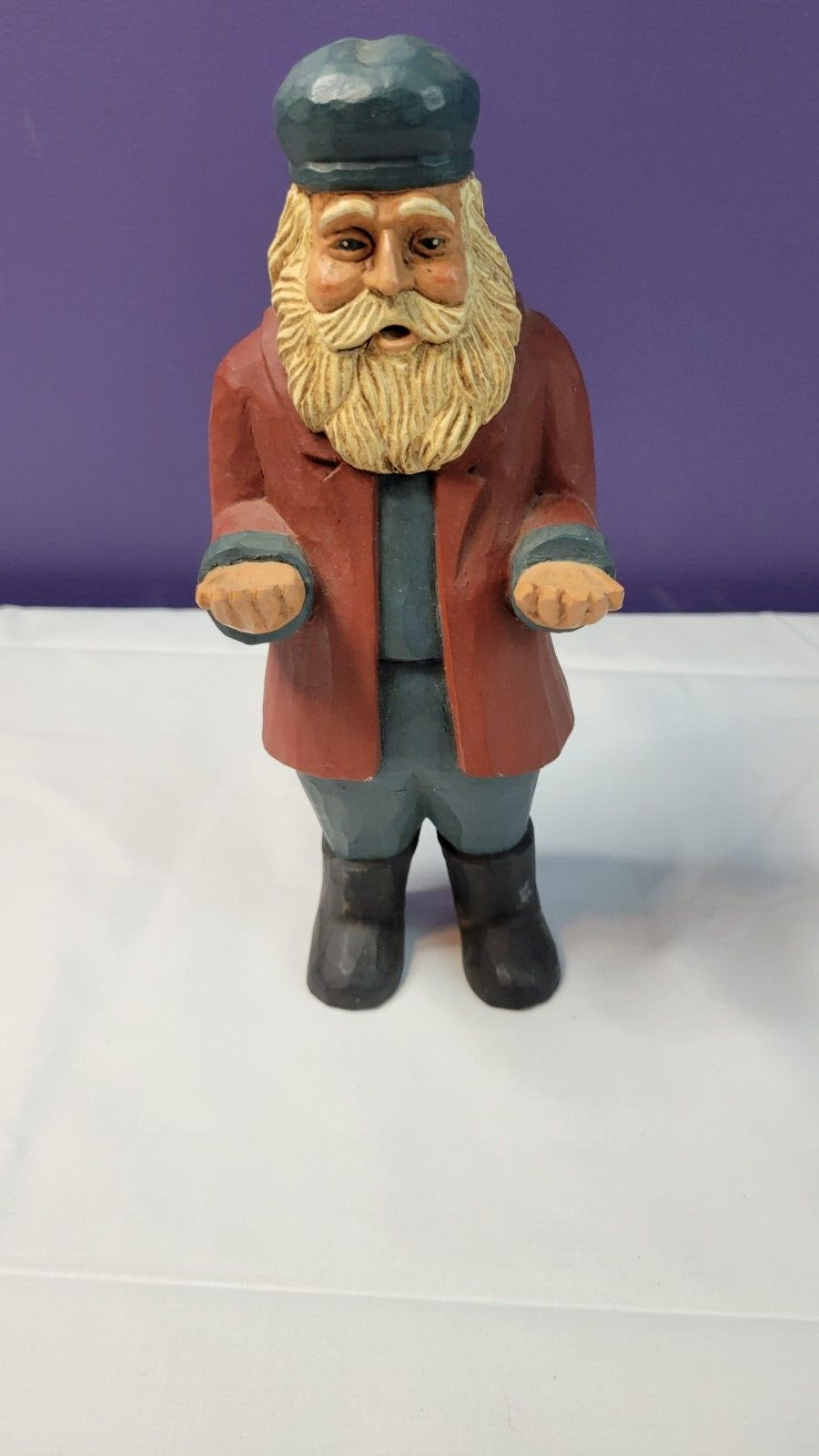 Vintage JAMES HADDON Hand Carved 9 1/2” Wood SANTA CLAUS Fisherman No ...