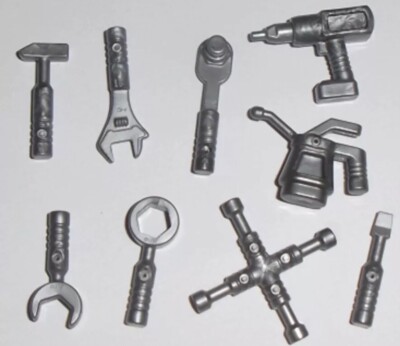 Lego City Mechanic Mini Figures Flat Silver 9 Tools Utensils In Bag ...