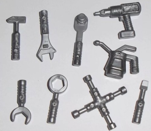 Lego City Mechanic Mini Figures Flat Silver 9 Tools Utensils In Bag ...