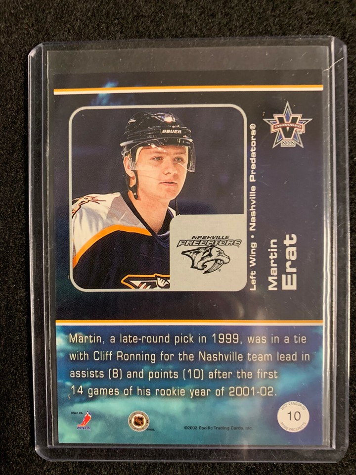 2002 Pacific Vanguard Hockey Prime Prospects Martin Erat #10 Predators ...