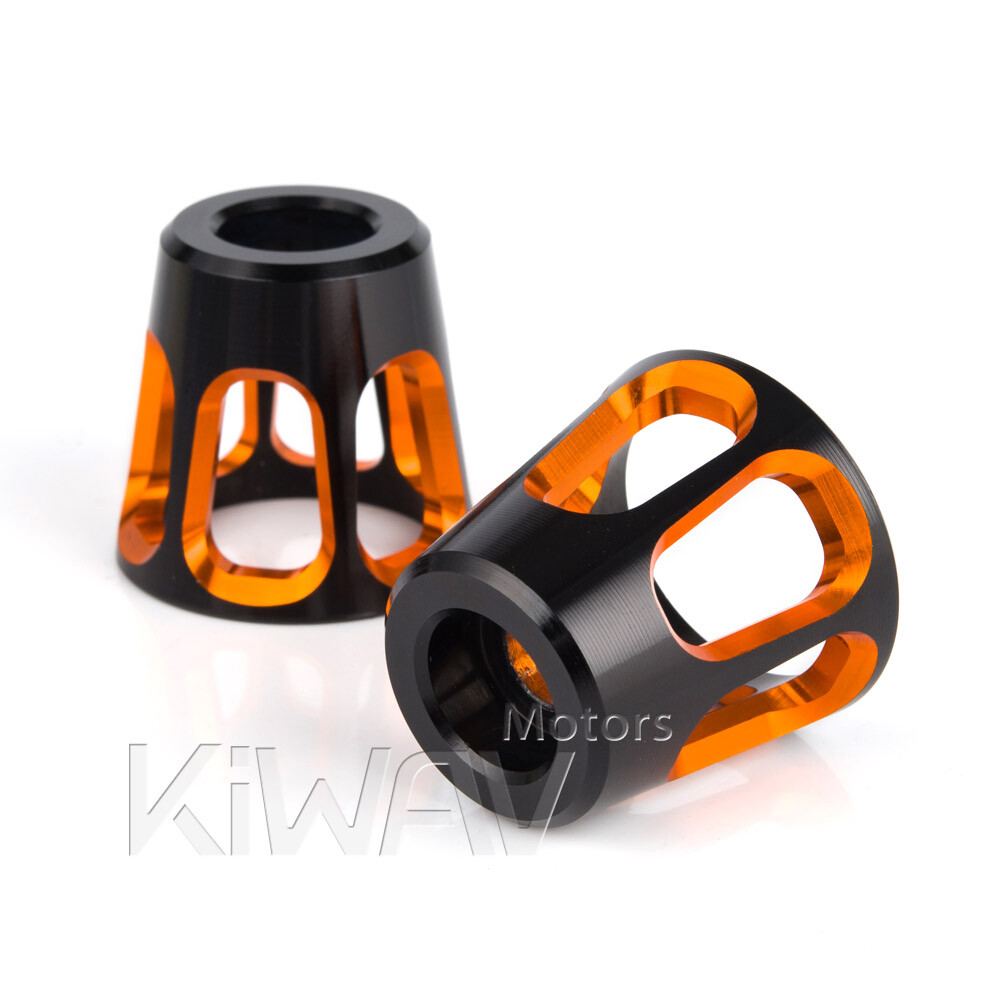 KiWAV Pair Orange Tower Aluminum Bar End Caps with Silver Base for ...