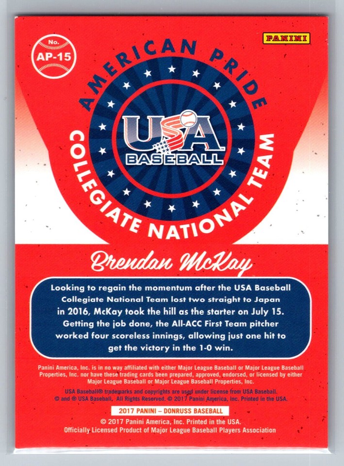 2017 Donruss #AP-15 Brendan McKay American Pride #/999 | eBay