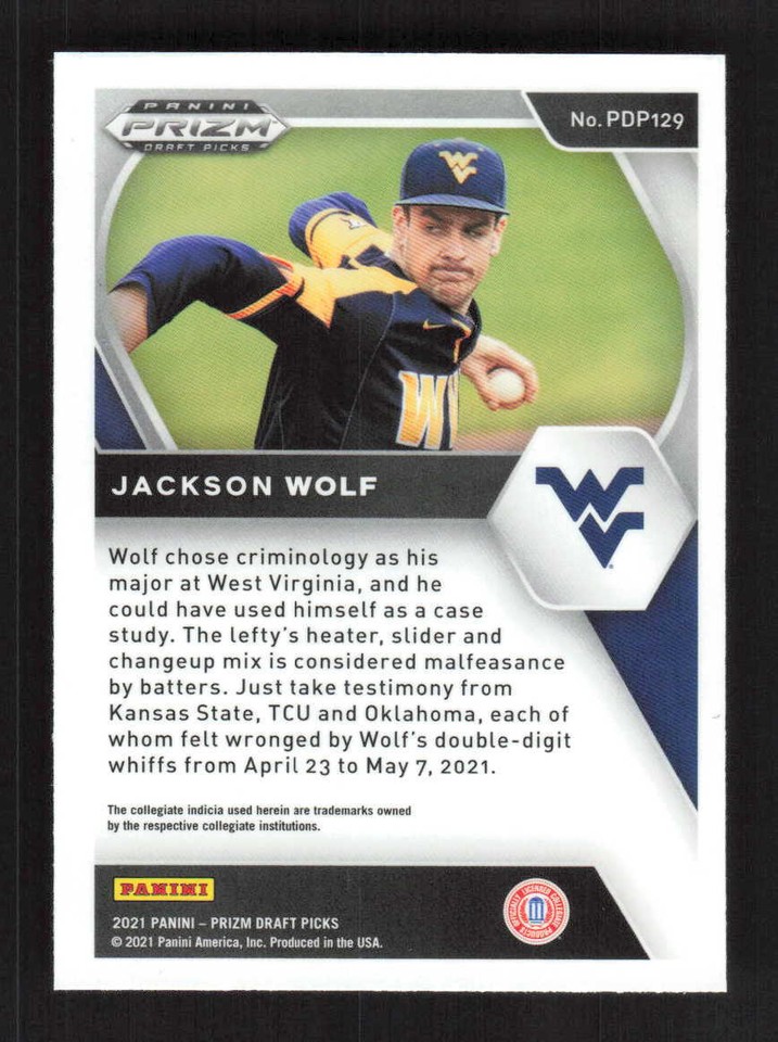 Jackson Wolf 2021 Panini Prizm Draft Picks West Virginia #PDP129 | eBay