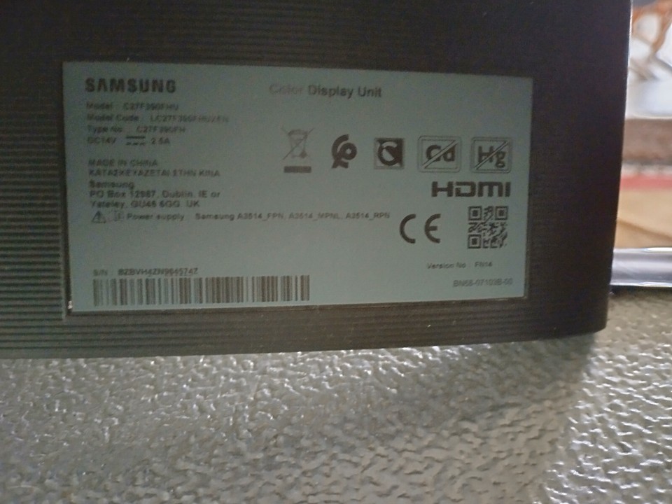 Samsung Curved C27f390FHU 27" Full HD 1920 x 1080 60Hz Monitor HDMI ...