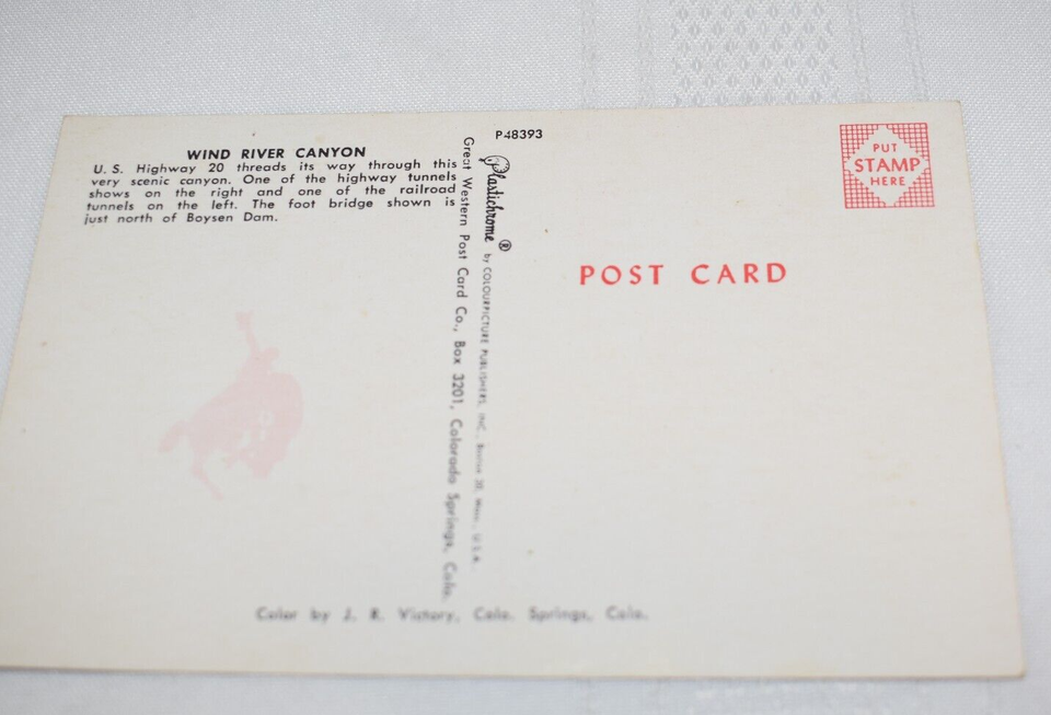 Wind River Canyon U. S. Highway 20 Wyoming Postcard Colourpicture | eBay