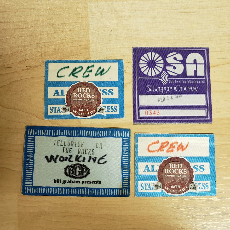 Crew Passes For Music Shows, Red Rocks, James Taylor,Bill Graham,Norah ...